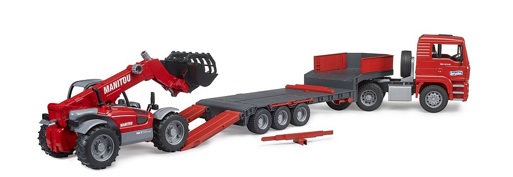 Bruder MAN TGA Low loader truck with Manitou Telescopic loader MLT 633